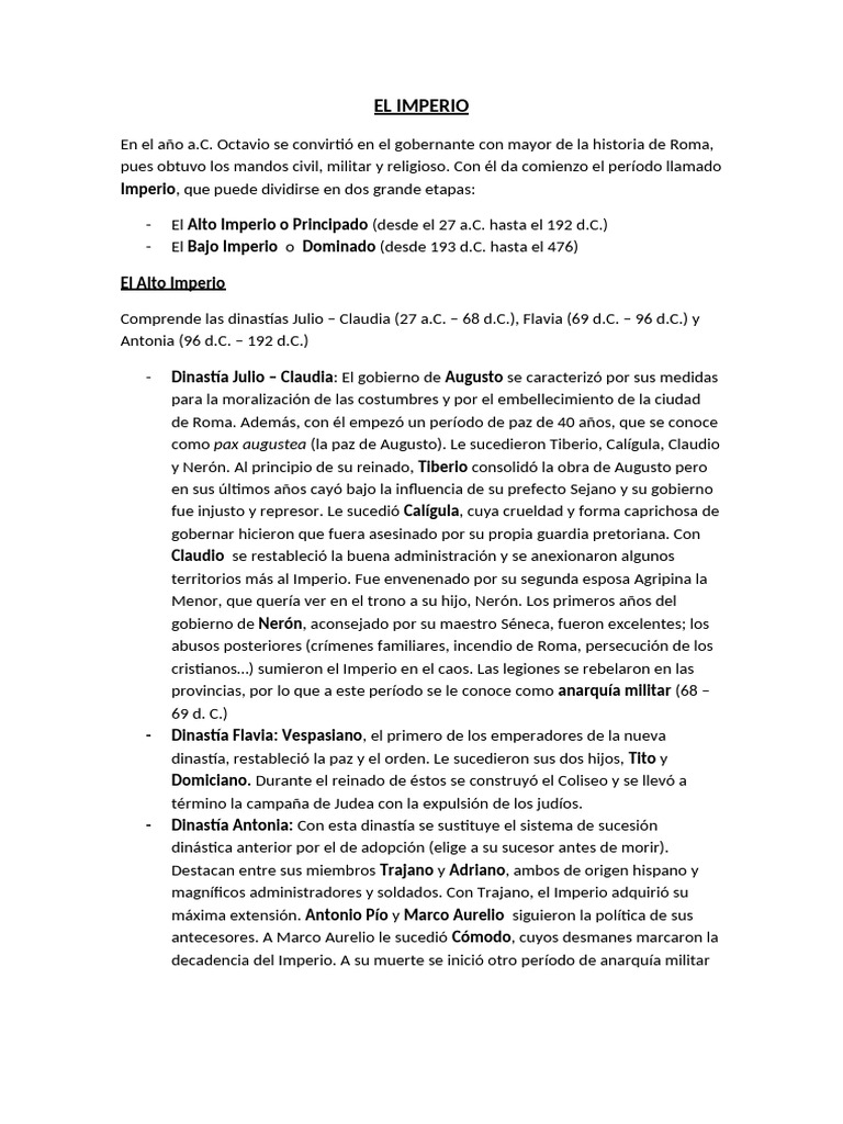 El Imperio | PDF | imperio Romano | Nerón
