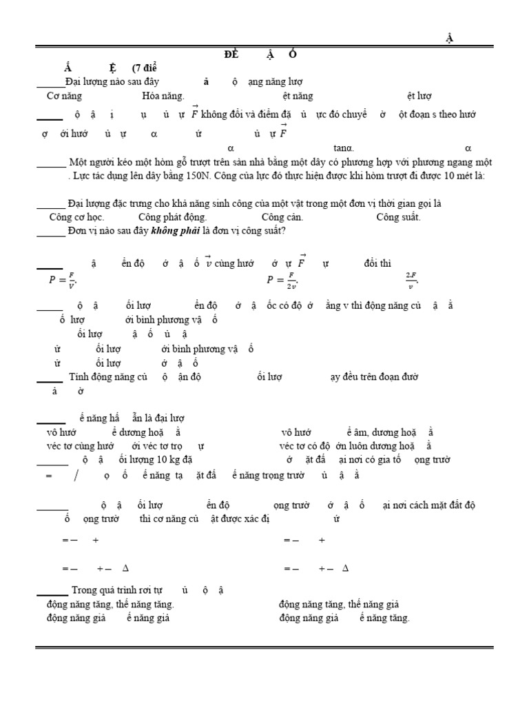 VẬT LÝ 10 ĐỊNH HƯỚNG KIỂM TRA HKII | PDF