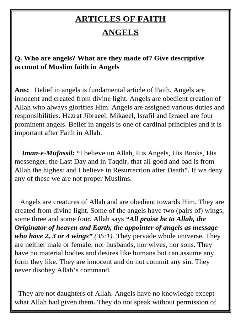 Understanding Angels in Islam | PDF | Angel | God In Islam