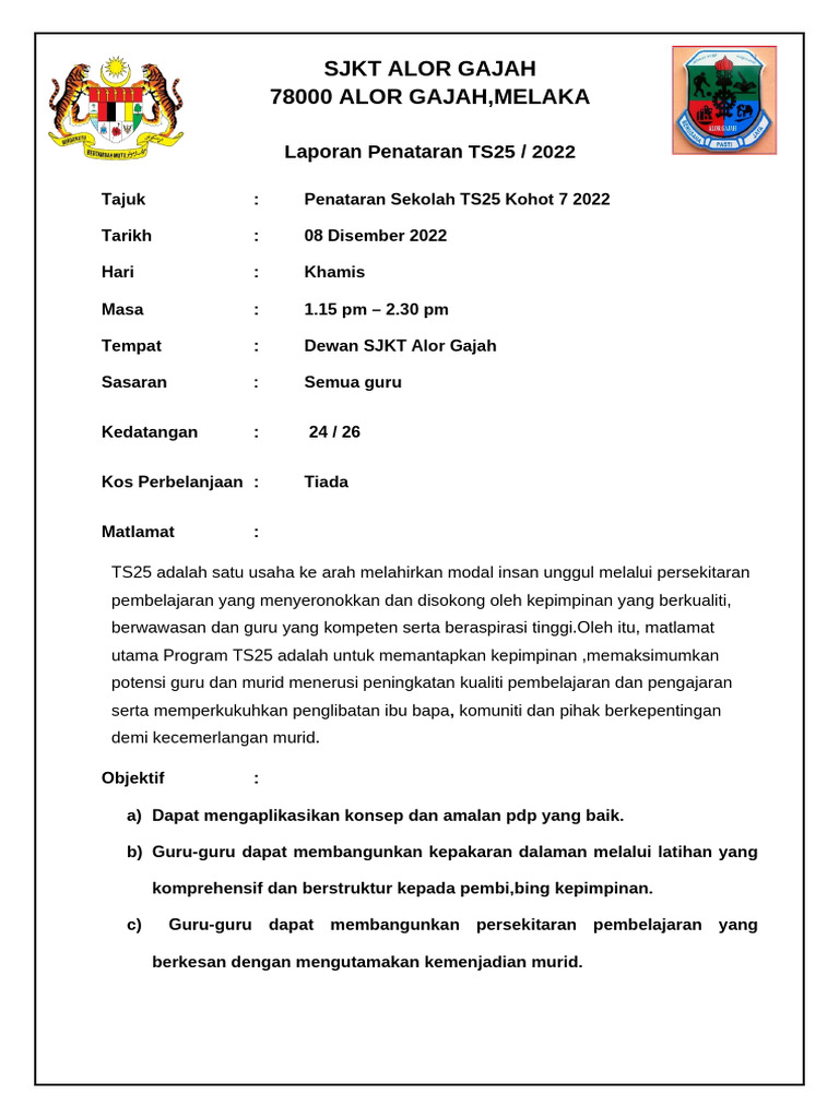 Laporan Penataran TS25 2022 | PDF