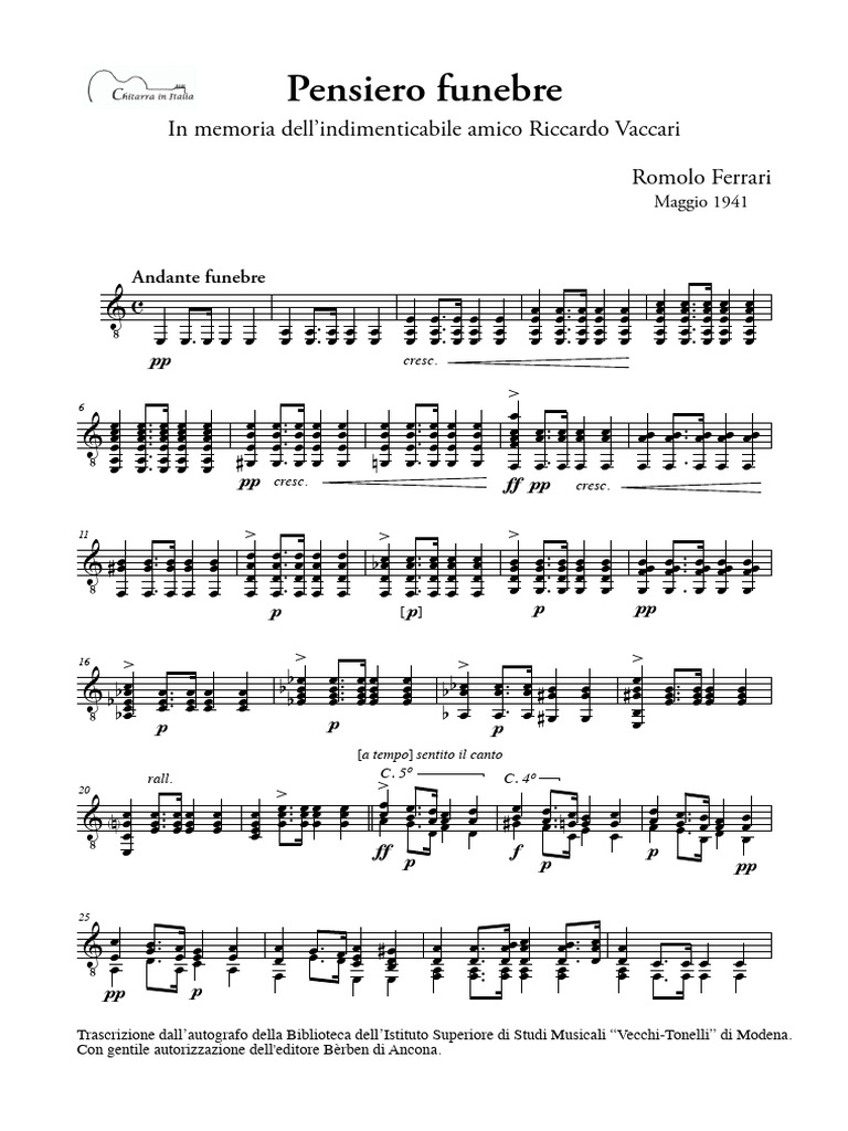 FERRARI Romolo, Pensiero Funebre | PDF