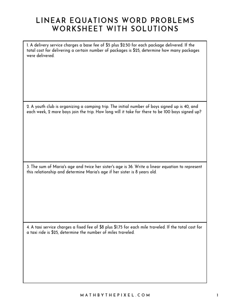 linear-equations-word-problems-worksheet-with-solutions | PDF ...