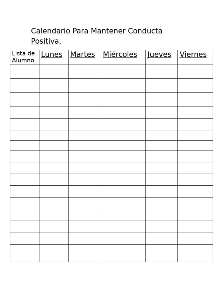 Calendario Corrregir Conducta | PDF