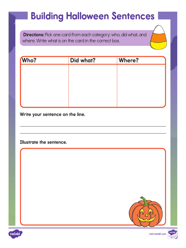Building Halloween Sentences Activity | PDF | Halloween | Halloween Events