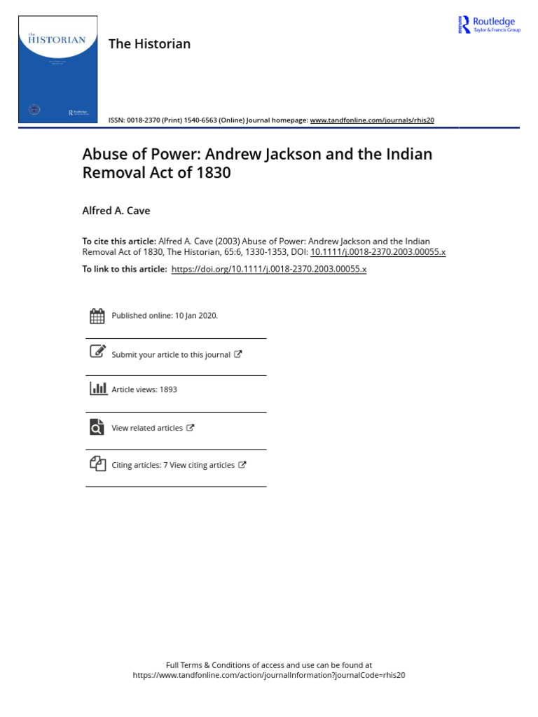 Jackson's Misuse of the 1830 Act | PDF | United States House Of ...