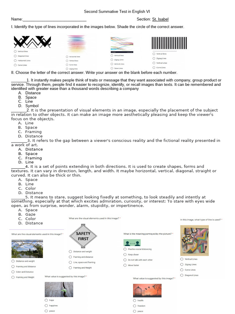 2nd Summative Test in Englosh Visual Elements | PDF