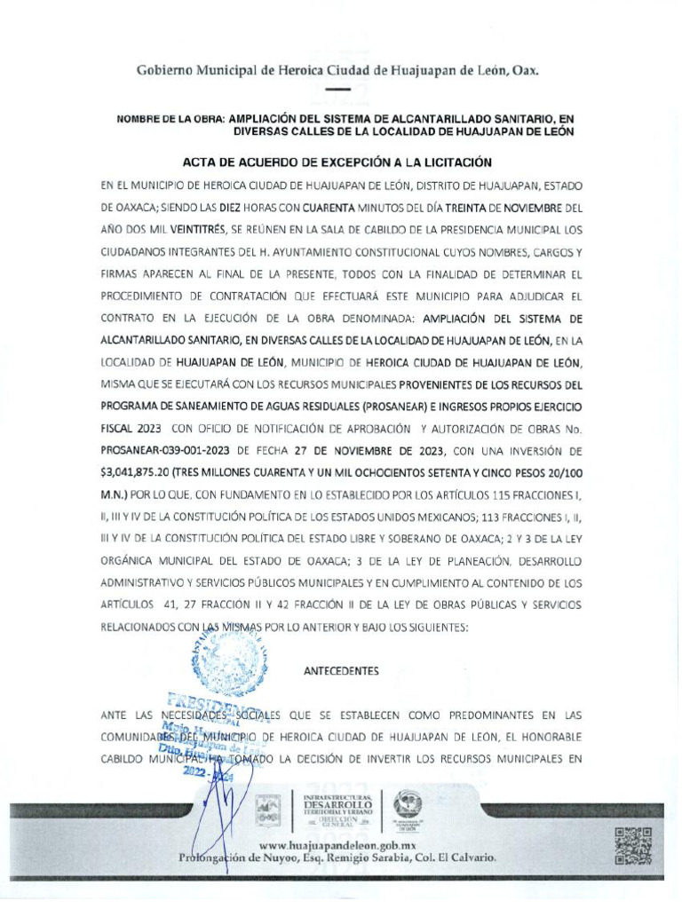 Acta de Excepciã¿n A La Licitacion | PDF