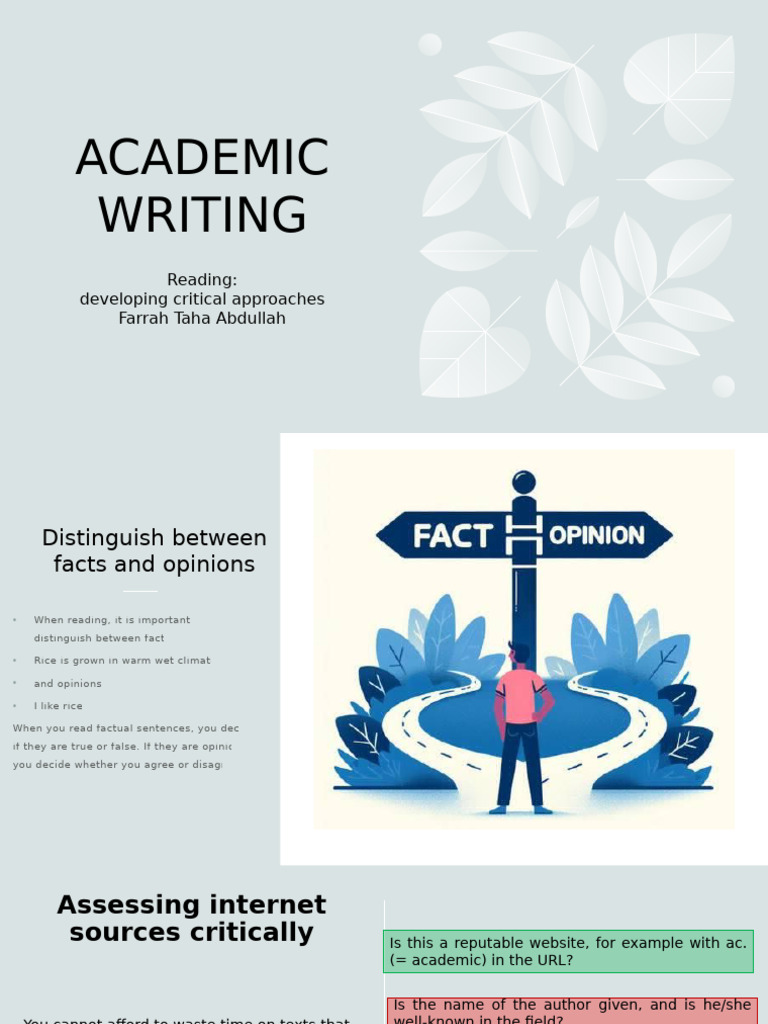ACADEMIC WRITING - Farrah Taha | PDF | Critical Thinking | Teachers