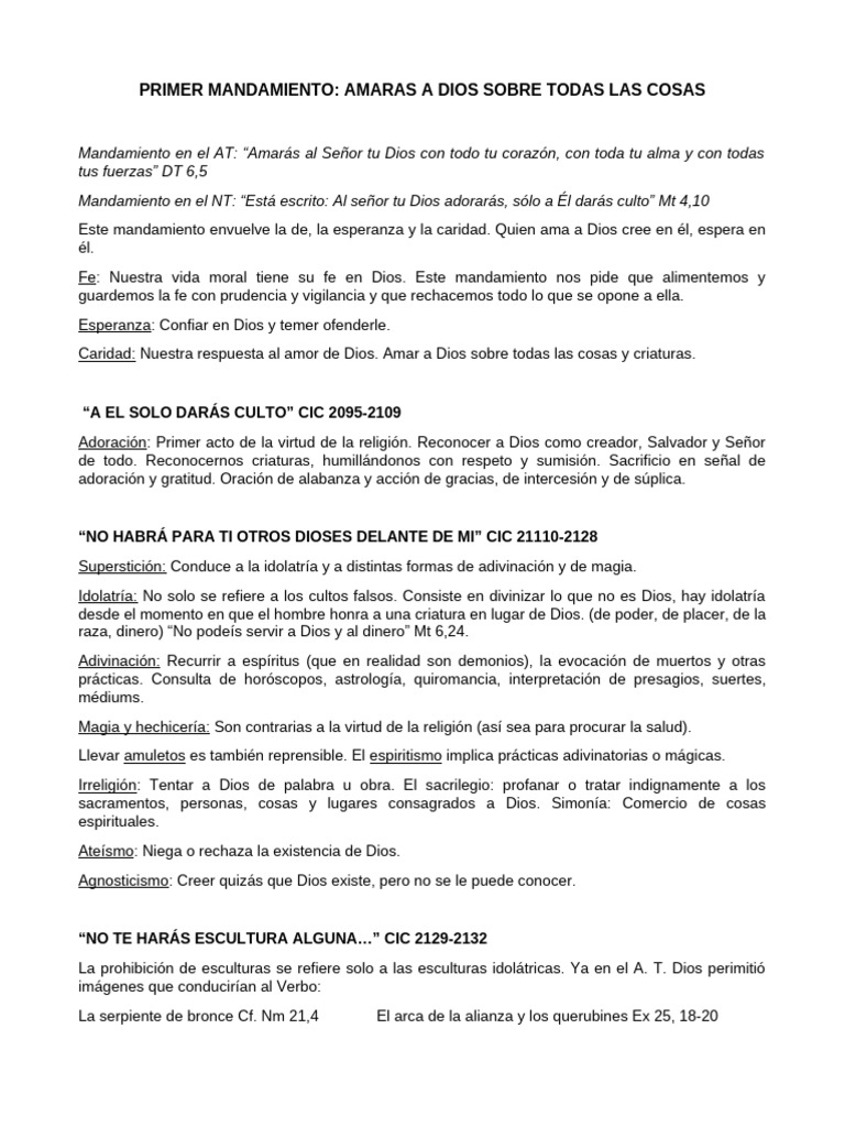 10 Mandamientos Resumen | PDF | Pecado | Dios