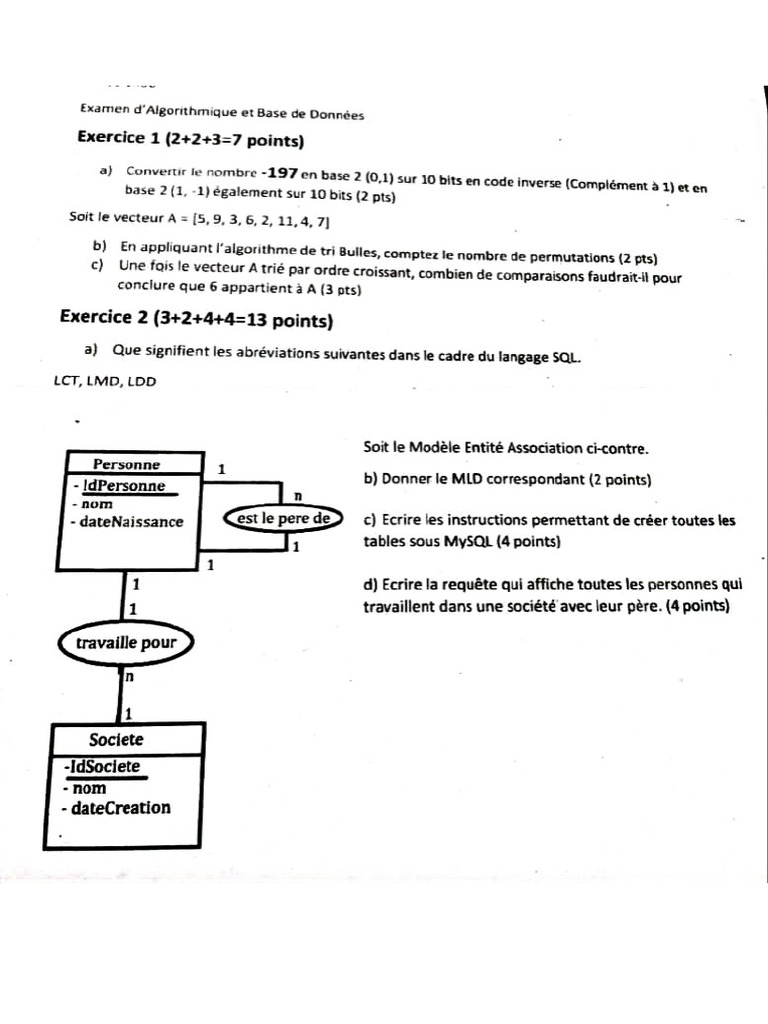 Épreuve D'algorithmique Et Base de Données | PDF