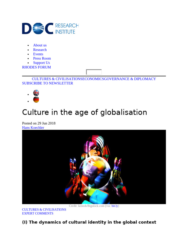 Culture and Globalization Dynamics | PDF | Liberal Arts Education
