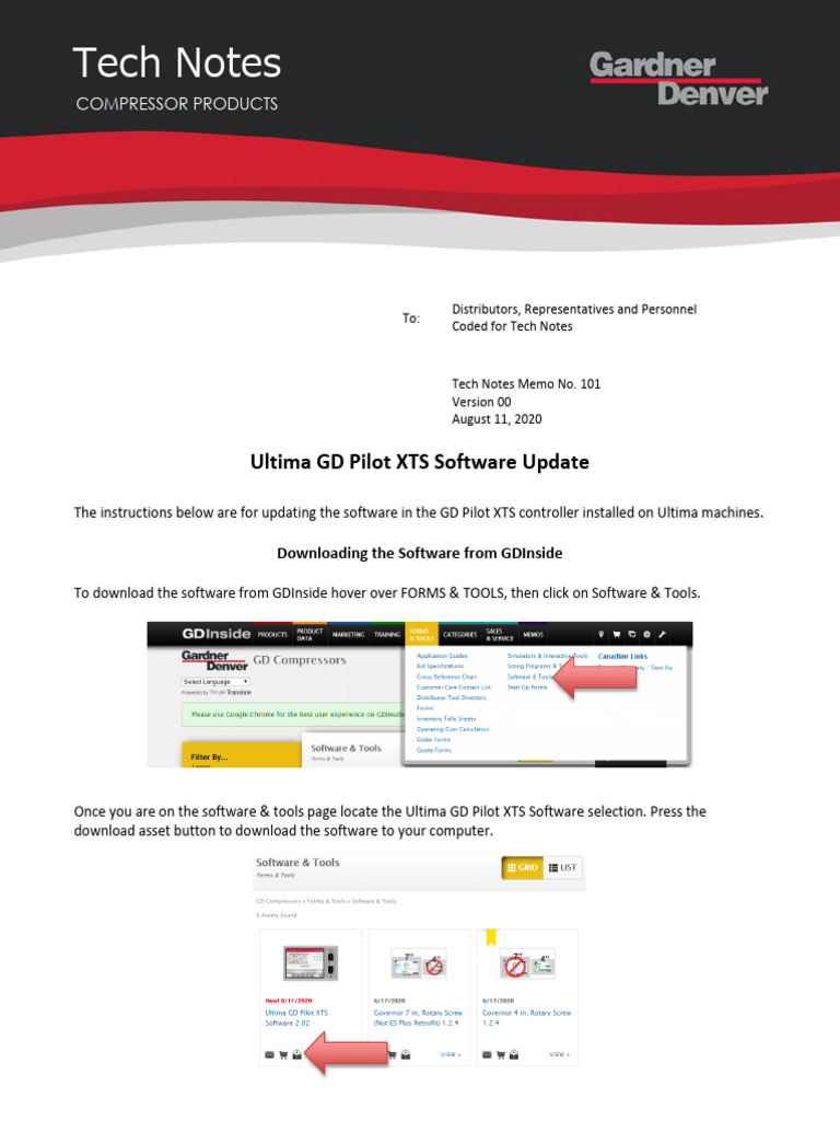 Tech Note 101 Ultima GD Pilot XTS Software Update | PDF | Software | Computer Engineering