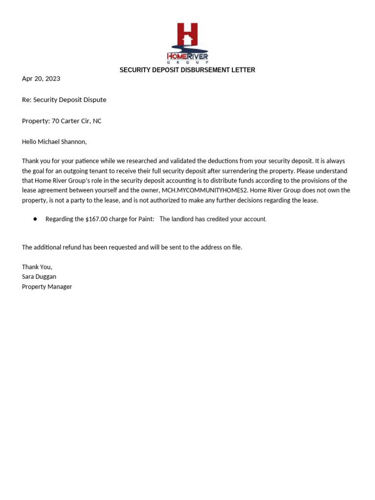 Tenant Security Deposit Update | PDF