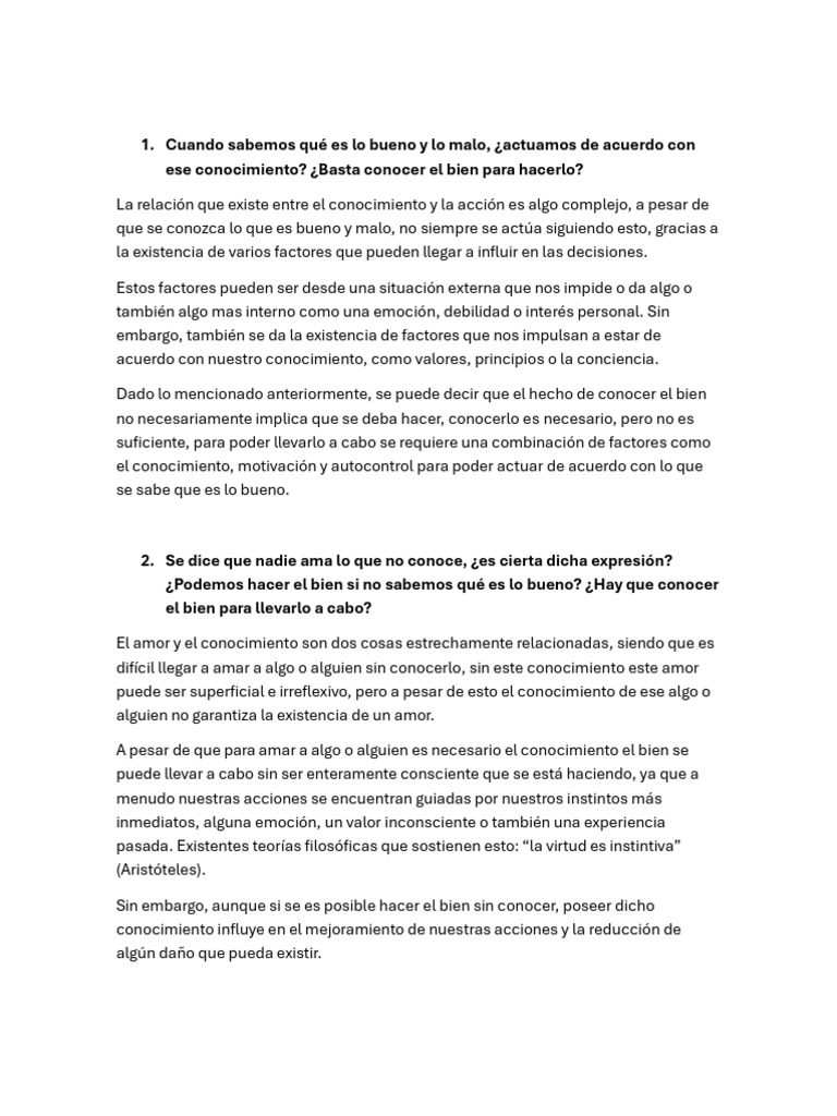 Conocimiento y Acción en la Moralidad | PDF | Amor | Intención