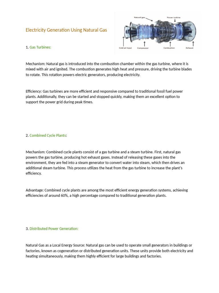 Electricity Generation Using Natural Gas | PDF | Air Conditioning ...