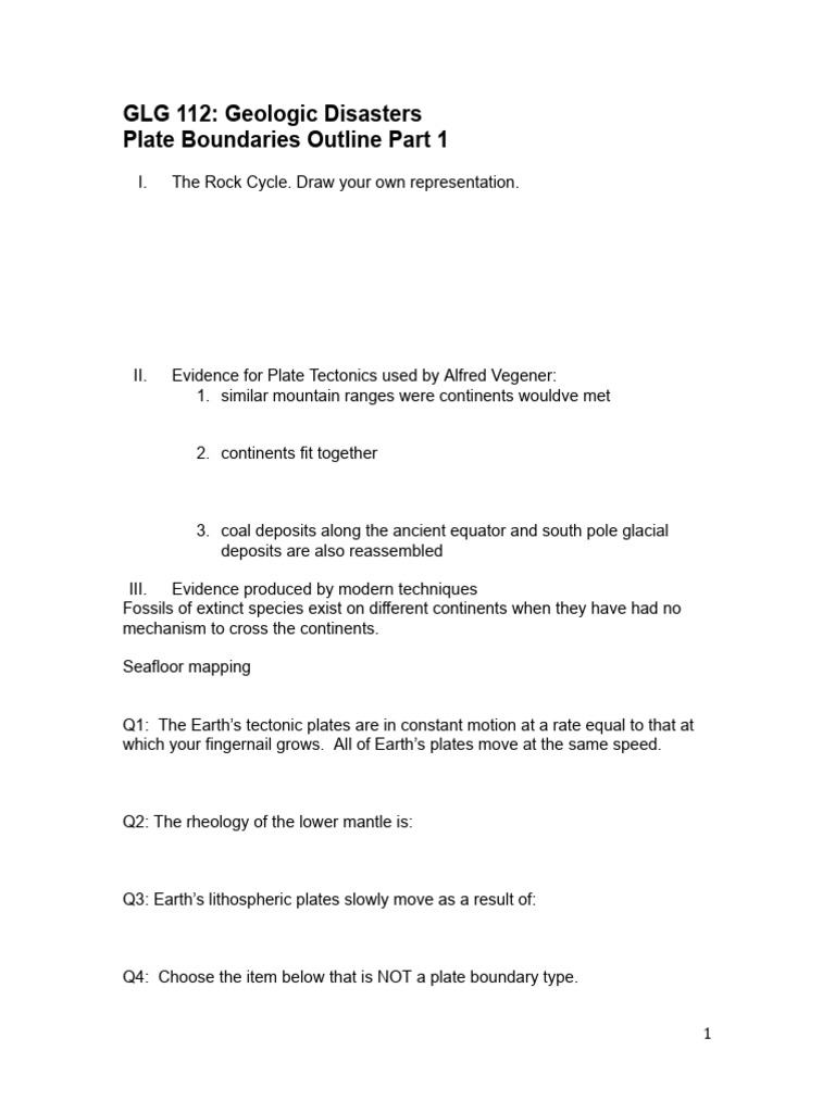 4-Plate Boundaries Lecture Outline - SP22 - p1 | PDF