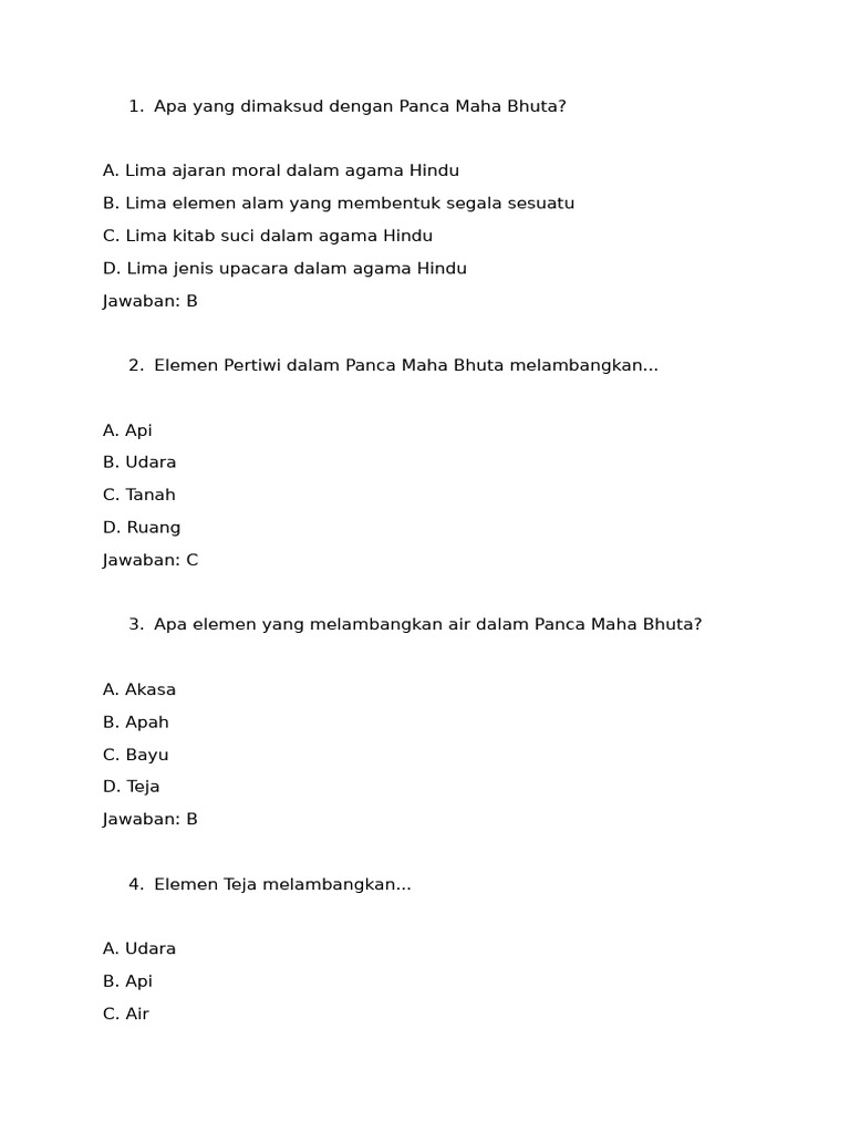 Panca Maha Bhuta 50 Soal | PDF