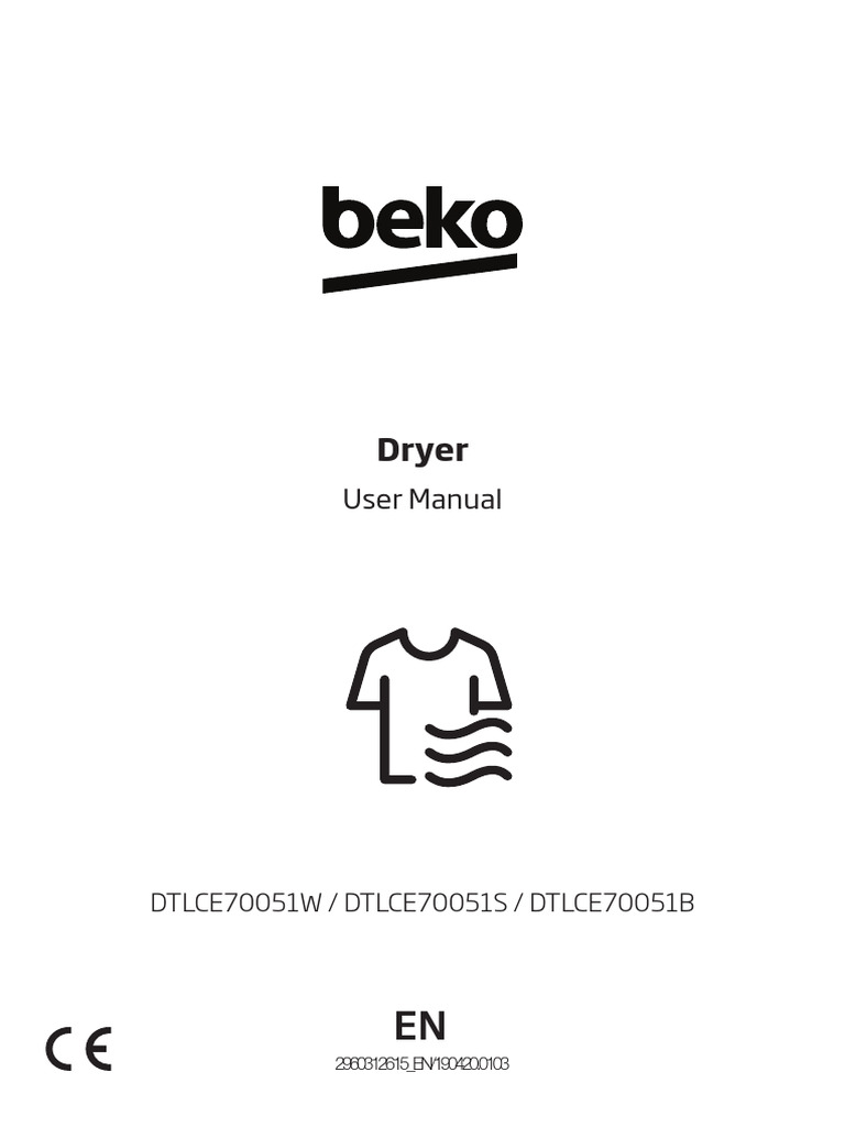 Instruction Manual For Beko DTLCE70051W 7KG Condenser Tumble Dryer | PDF | Clothes Dryer | Laundry