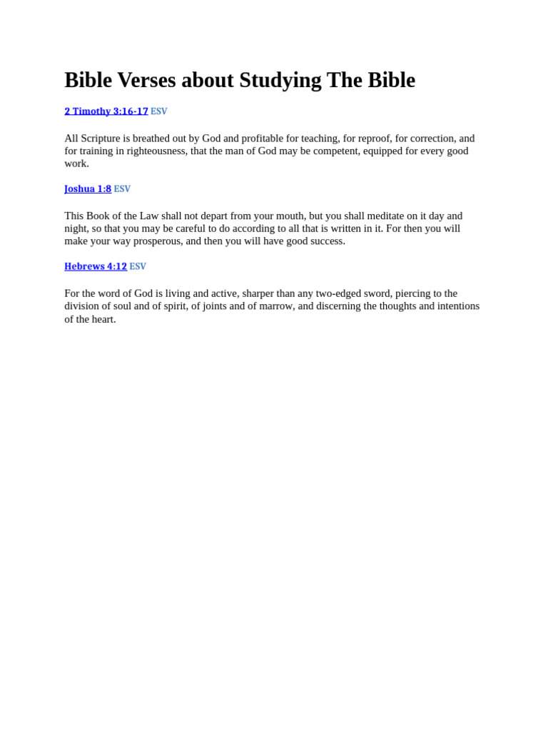 Bible Verses About Studying the Bible | PDF