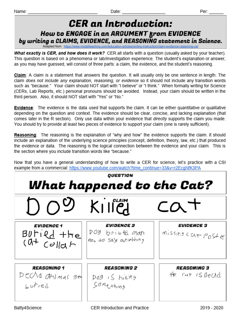 CER Practice_What happened to the Cat? | PDF