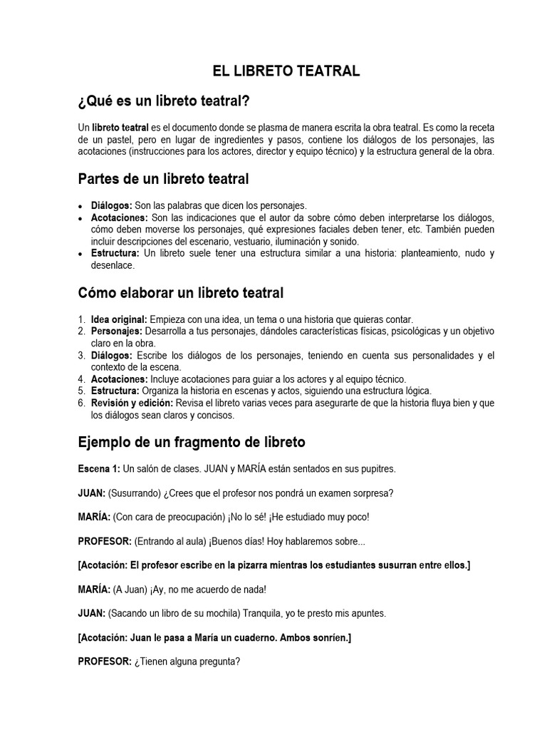 Guía para Escribir un Libreto Teatral | PDF