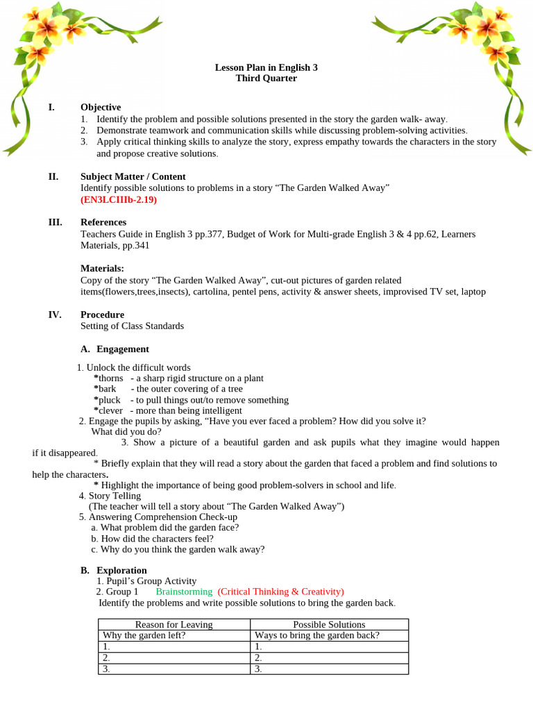DEMO Lesson Plan in English 3 Q3 Week2 | PDF | Critical Thinking ...