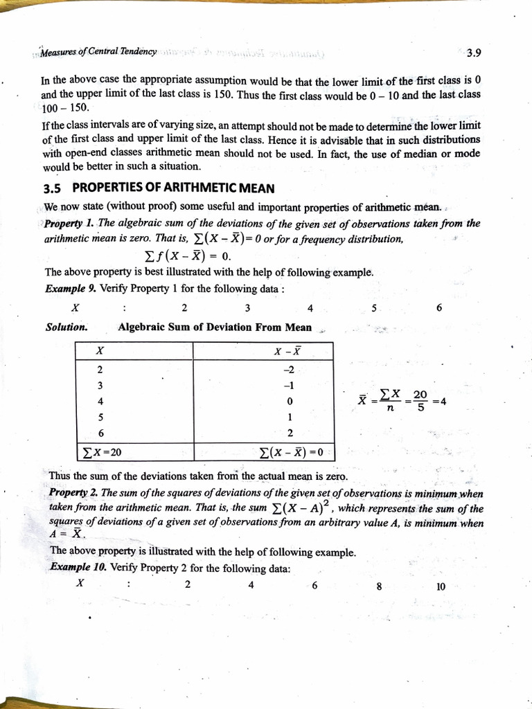 U-1 Properties of Arithmetic Mean | PDF | Arithmetic Mean | Mean