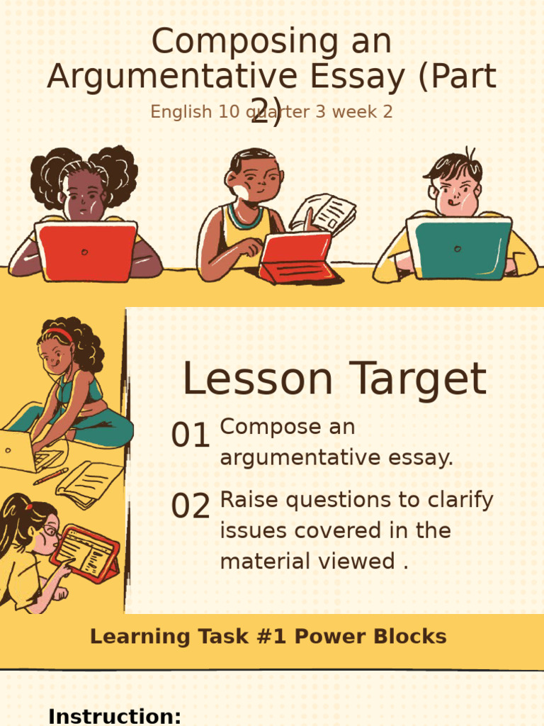 Composing An Argumentative Essay (Part 2) English 10 Quarter 3 | PDF ...