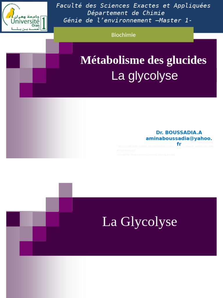 Métabolisme Des Glucides - La Glycolyse | PDF | Adénosine triphosphate | Glycolyse
