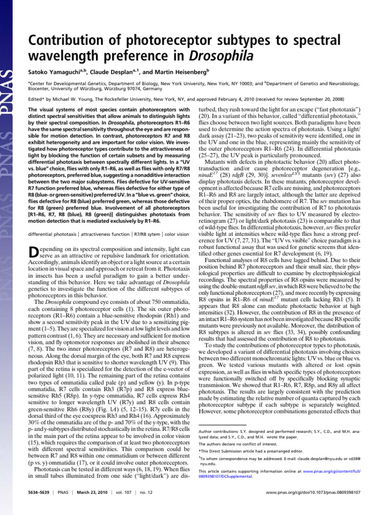 2010 - PNAS - PR Contribution To Preference | PDF | Ultraviolet | Retina