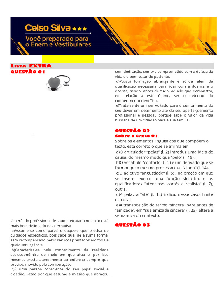 Lista EXTRA - UNEB - UESB | PDF