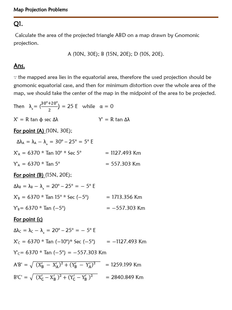 Map Projection Solved Problems 19-20 | PDF | Cartography | Geometry