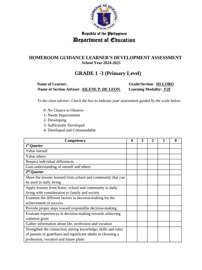HOMEROOM GUIDANCE Grade 1 3 Deped Tambayan 2 | PDF | Learning ...