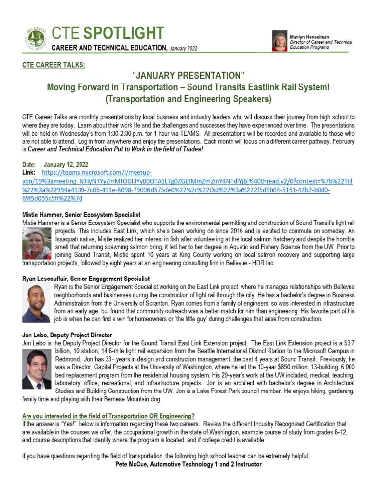 CTE Spotlight - January 2022 | PDF | Engineering