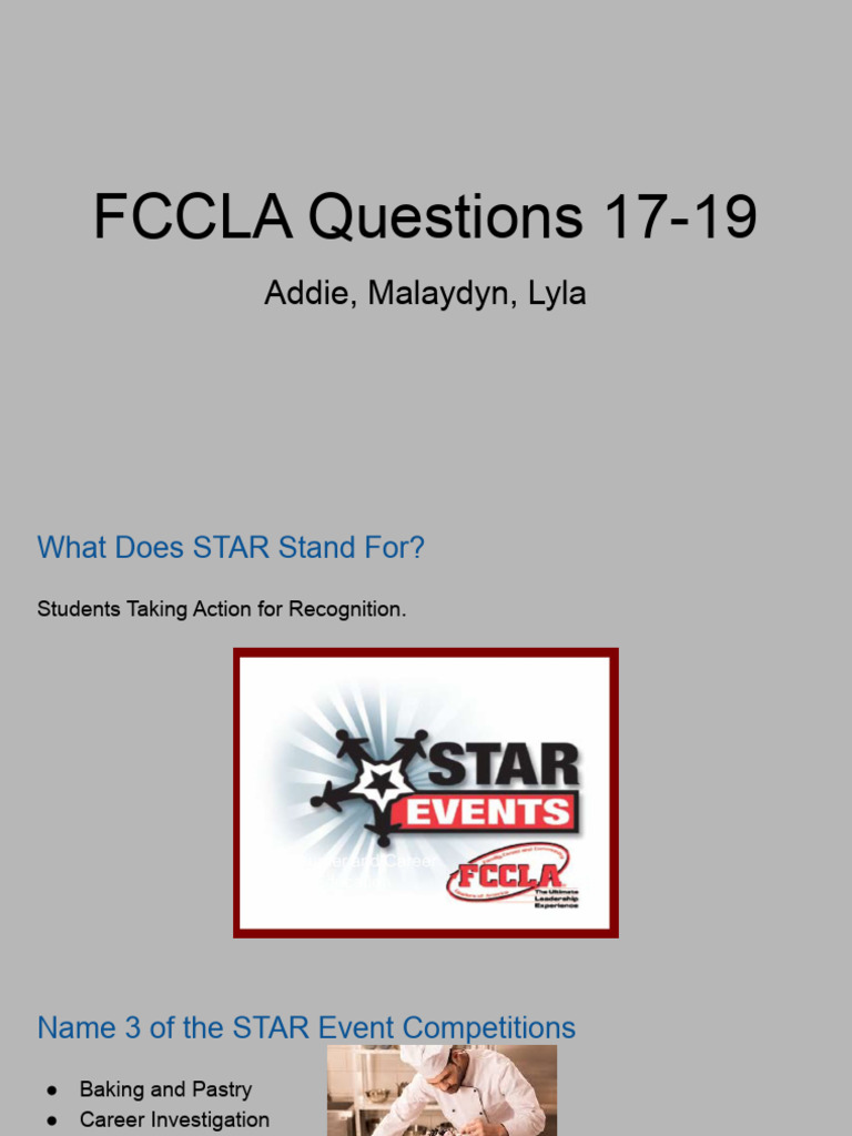 FCCLA Questions 17-19: Addie, Malaydyn, Lyla | PDF