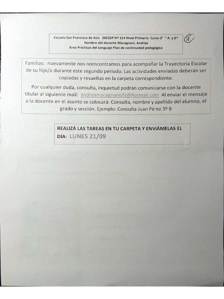 Lenguaje, Pascal Marfil, 3A, Días de Escuela | PDF