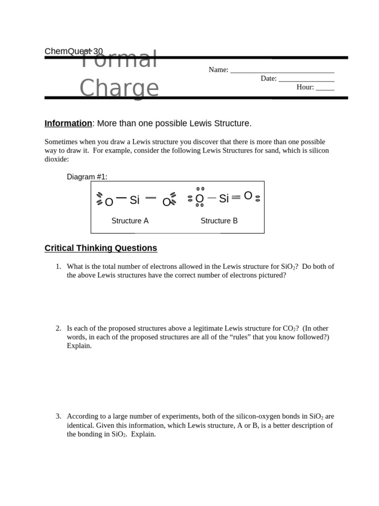 Lewis Structures and Formal Charges in SiO2 | PDF | Silicon Dioxide ...