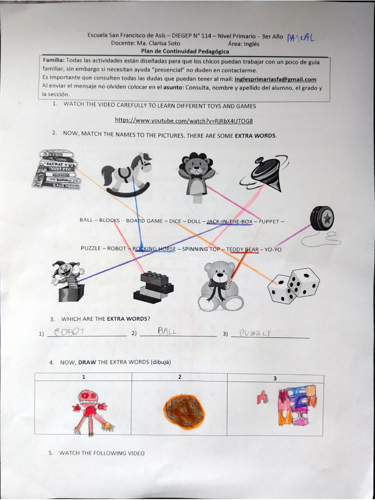 Ingles, 3A, Pascal Marfil, Trabajo 1 | PDF