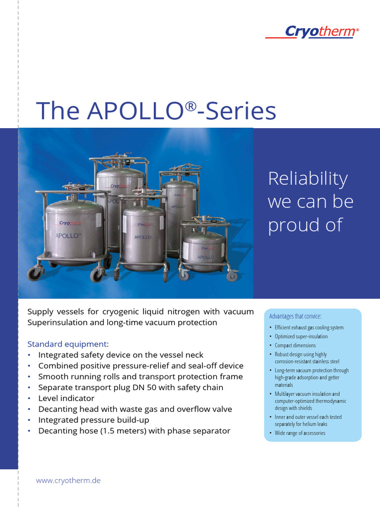 APOLLO® Cryogenic Vessels Overview | PDF | Vacuum | Stainless Steel