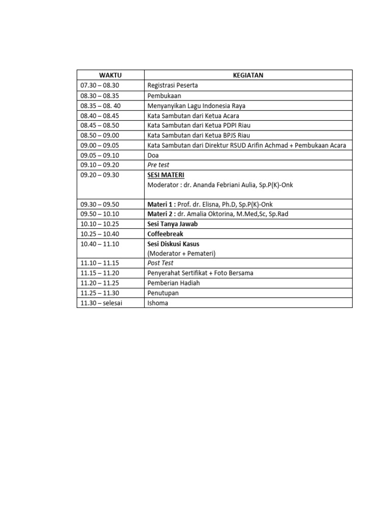 Rundown Acara | PDF