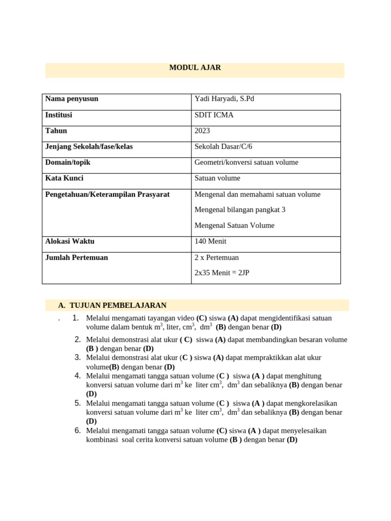 Modul Ajar siklus 2 | PDF