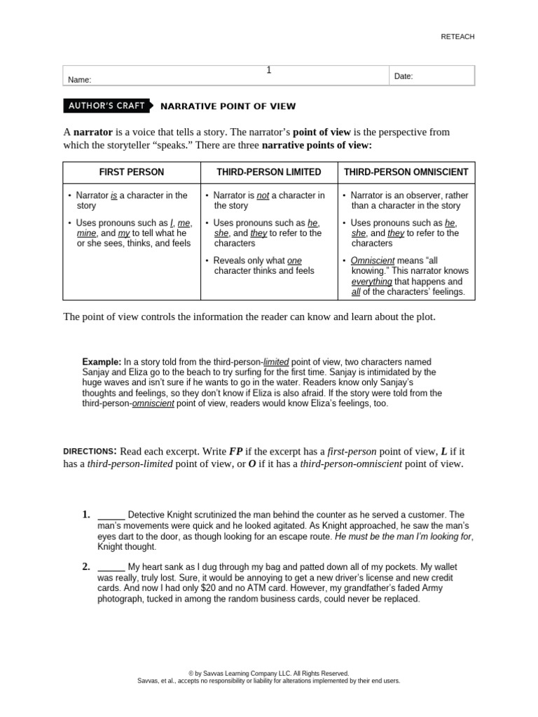 Narrative Point of View - Unit 5 Grapes of Wrath | PDF | Narration