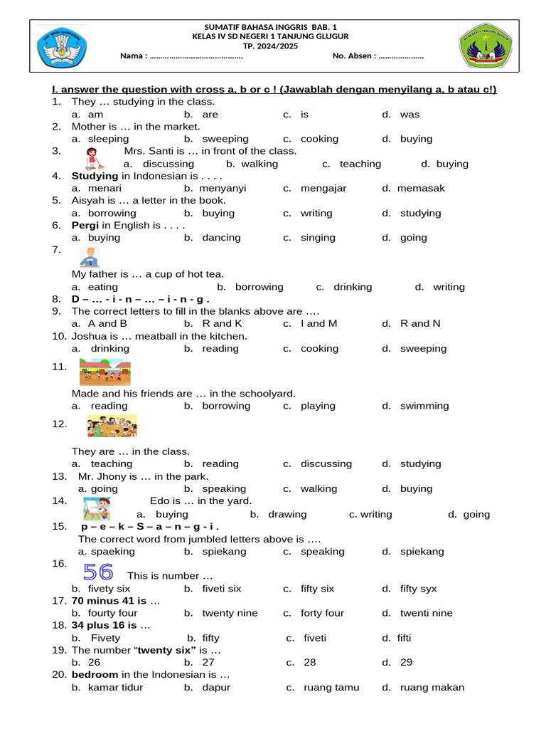 LATIHAN SAS SEM 1 BING | PDF | Home | Room