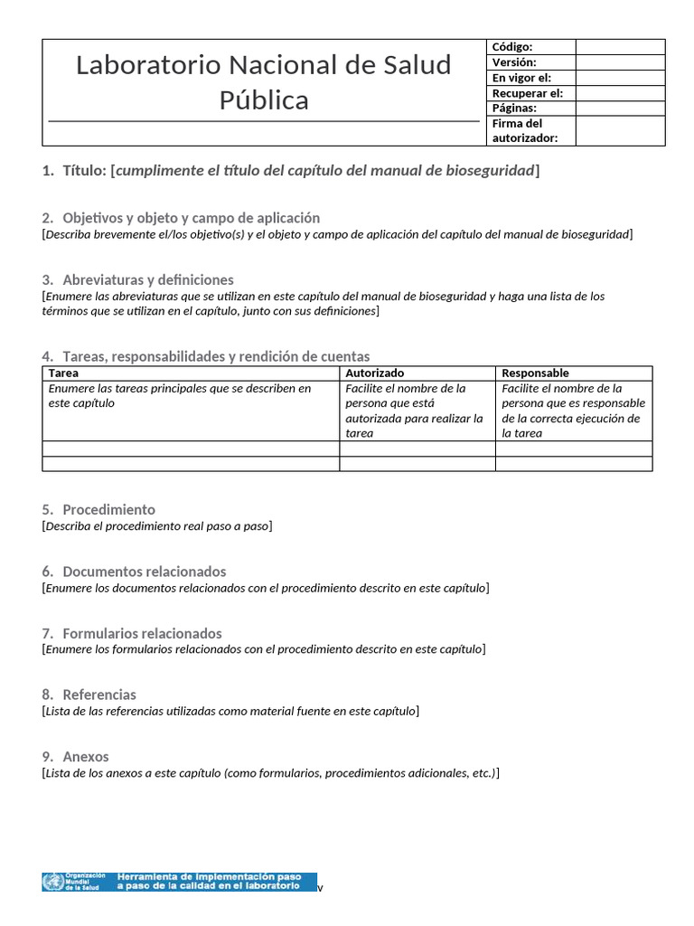 Template Biosafety Manual Chapter_ES-ES_0 | PDF