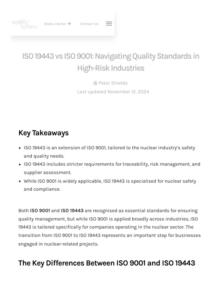 ISO 19443 Vs ISO 9001 - Navigating Quality Standards in High-Risk ...