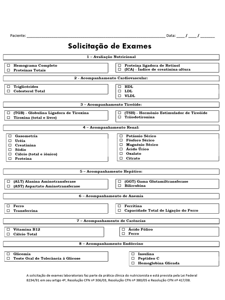 Solicitação de Exames Laboratoriais | PDF