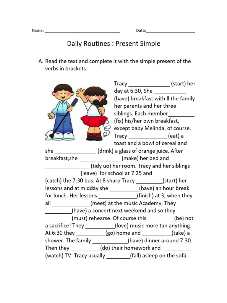 Daily Routines - Present Simple | PDF | Lunch | Eating Behaviors Of Humans
