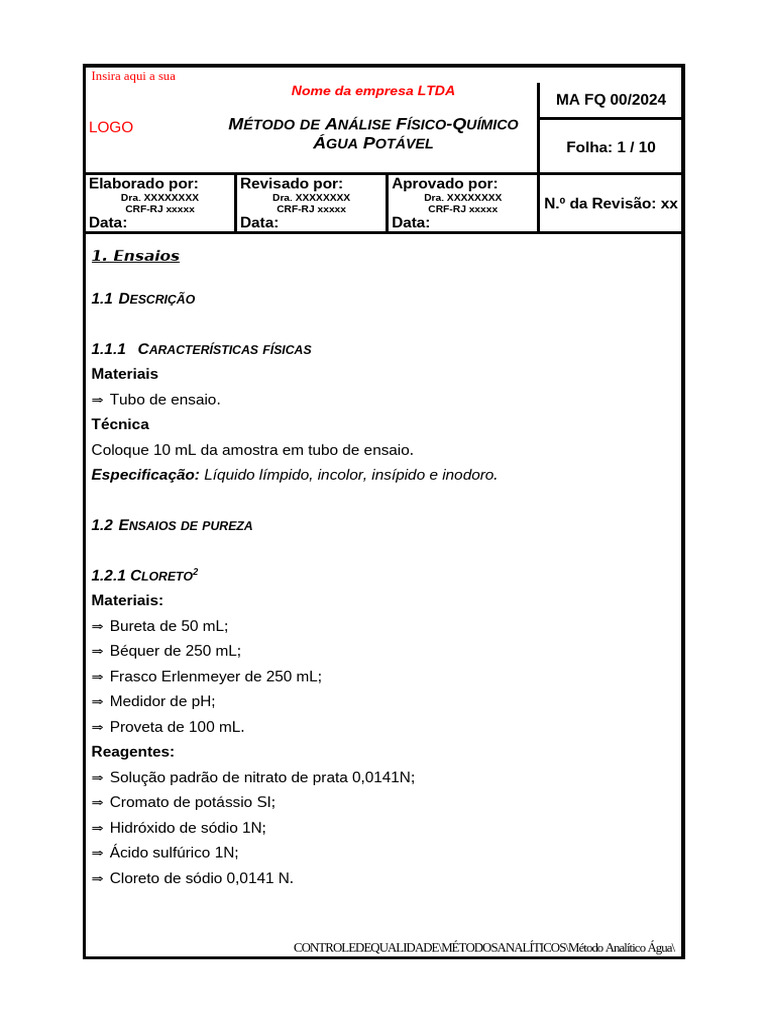 Modelo de Método Analítico | PDF | Titulação | Química