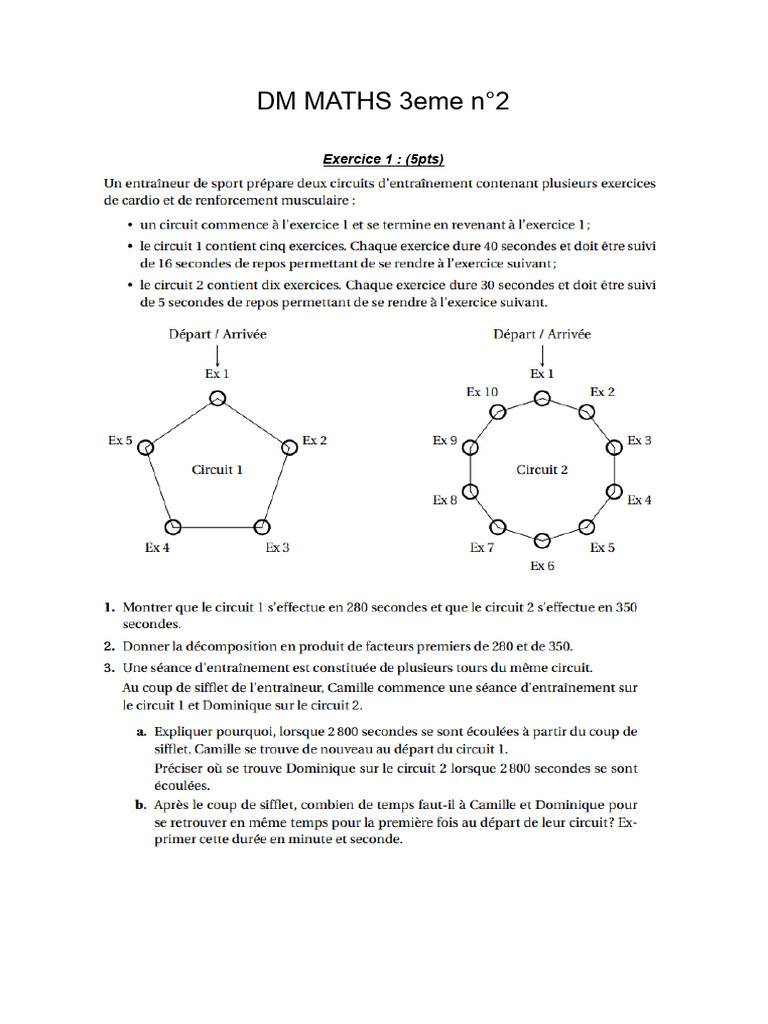 DM Maths 3 Eme | PDF
