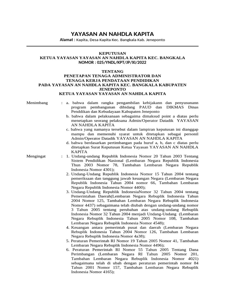 SK Ops Yayasan | PDF